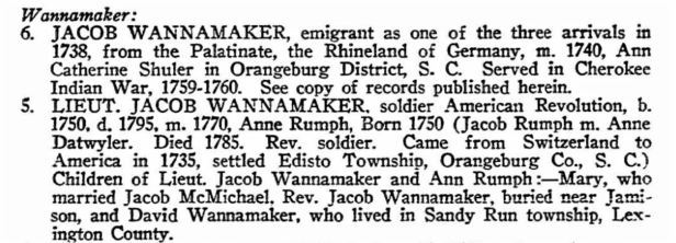 Jacob Wannamaker (Waldmohr > SC) – Wannamaker Genealogy